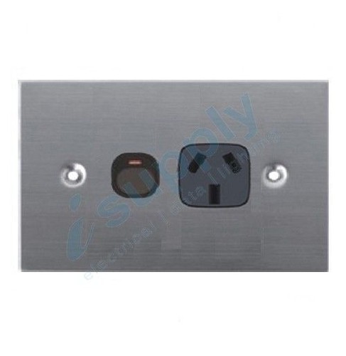 DEXTON BLACK FLAT STAINLESS STEEL SINGLE POWER POINT GPO SLIM SOCKET ...