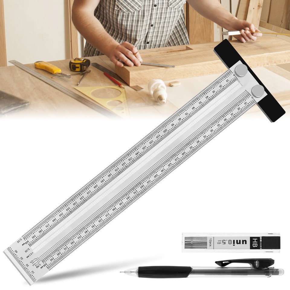 T‑Type Ruler 300mm Stainless Steel Scribing Rulers High Precision ...