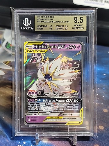 BGS 9.5 GEM-MINT SOLGALEO & LUNALA GX #75 ULTRA RARE COSMIC ECLIPSE ...