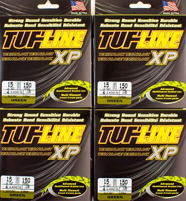 (LOT OF 4) TUF-LINE XP MULTIFILAMENT BRAIDED LINE 15LB 150YD GREEN ...