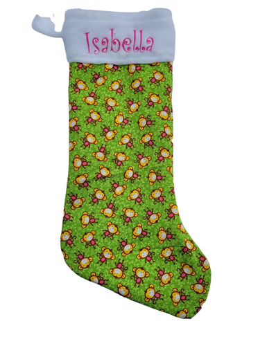 Green and Pink Monkey Christmas Stocking Custom Embroidered | eBay