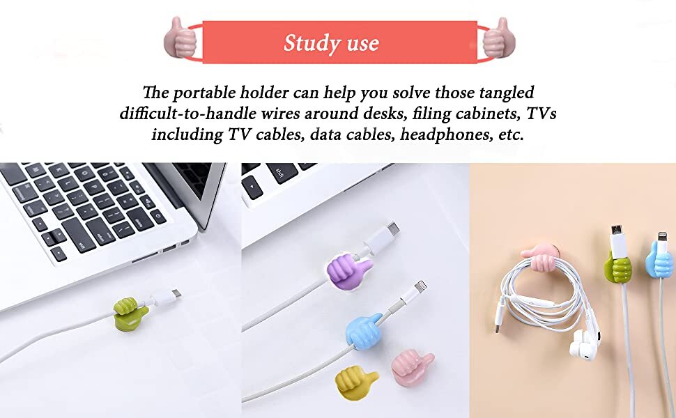 Thumb Hooks Adhesive Cable Holder Desk Self-Adhesive Wall Hook Cable ...