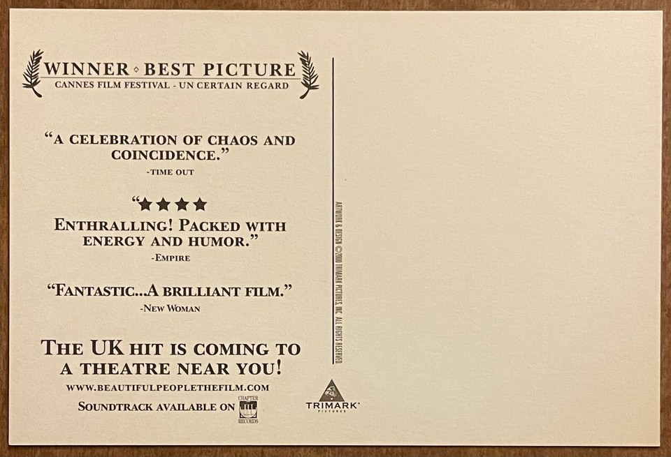 Beautiful People Movie Cannes Best Picture Vintage 1999 Promo Postcard ...