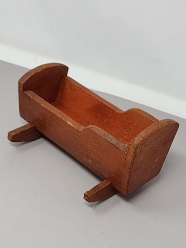Vintage Handcrafted Wooden Doll Cradle Small Brown Rocking Bed | eBay