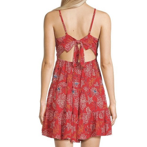 Angie Red Printed Tie Back Tiered Mini Dress Size Small | eBay