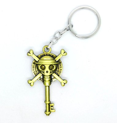 ONE PIECE SKULL & CROSSBONES KEYCHAIN Luffy Pirate Gold Key To Treasure ...