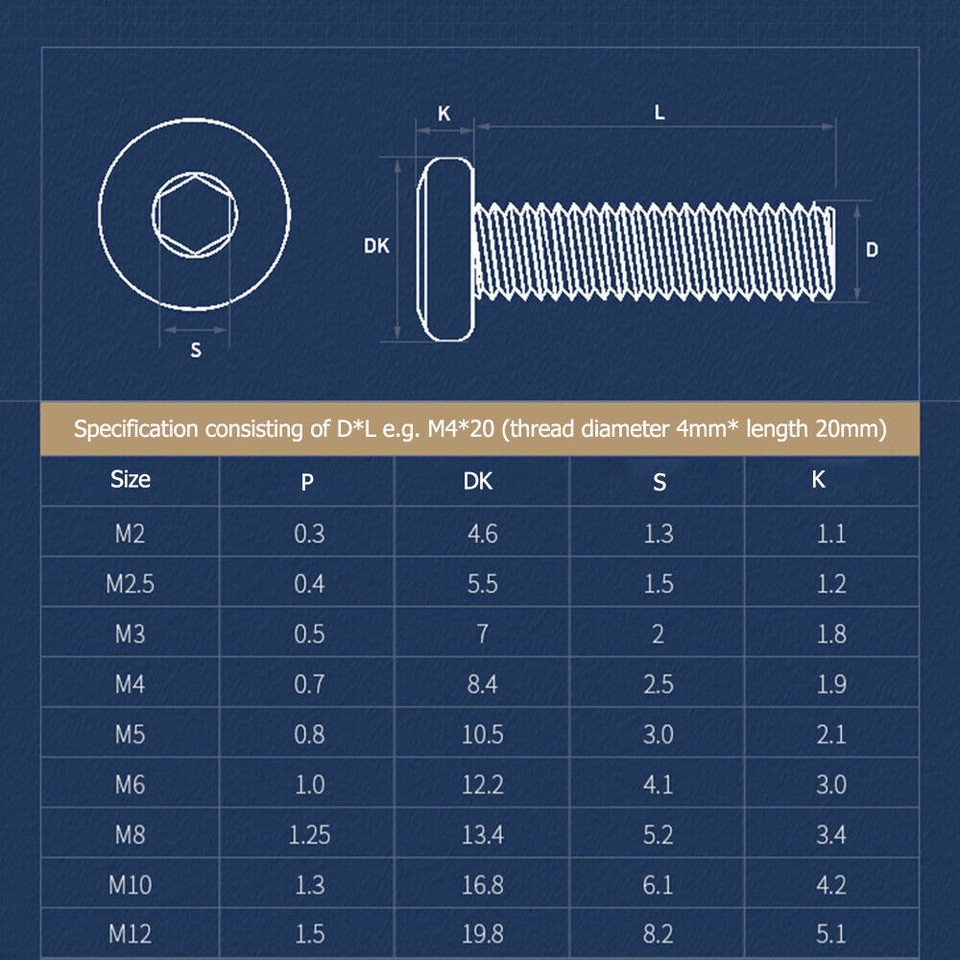 M6 (6mmØ) TRUSS HEAD PAN HEAD BOLTS ALLEN KEY HEX SOCKET SCREWS ...