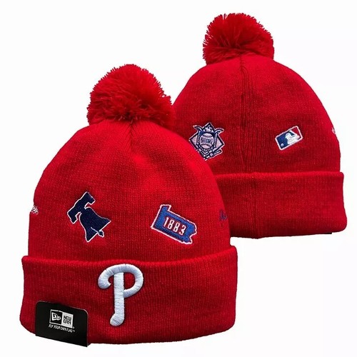 Philadelphia Phillies Beanie Knit Cap Classic Patch/Logo Cuffed Pom Hat ...