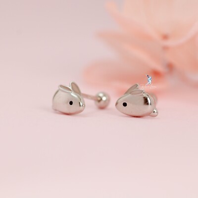 925 sterling silver rabbit bunny screw ball back stud earrings | eBay