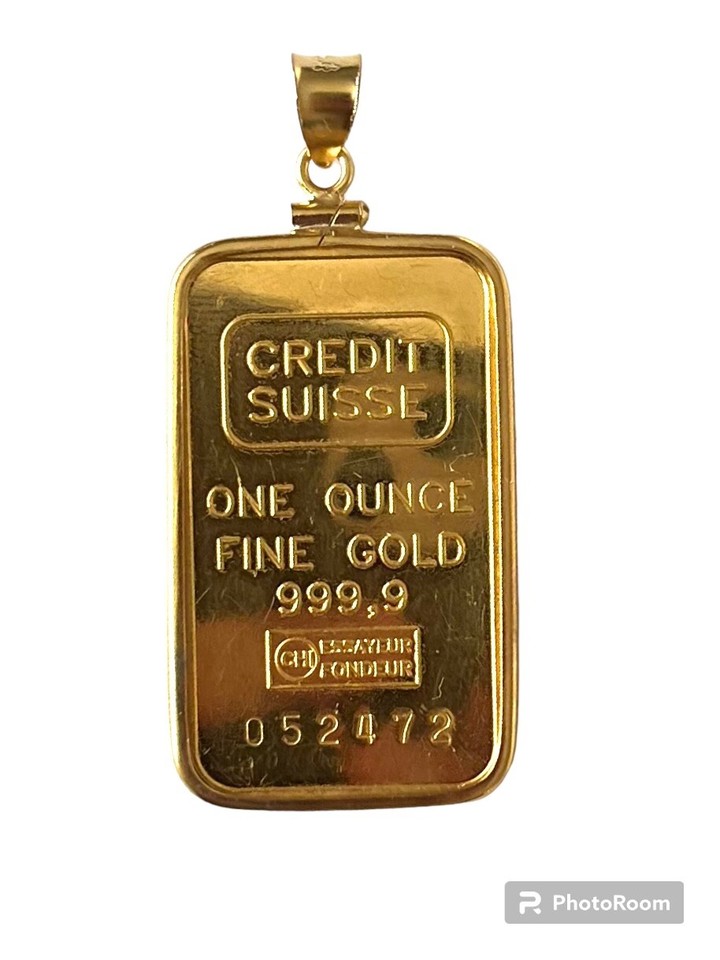 14k gold plated screw top Bezel frame For 1 oz ounce Credit Suisse Gold ...