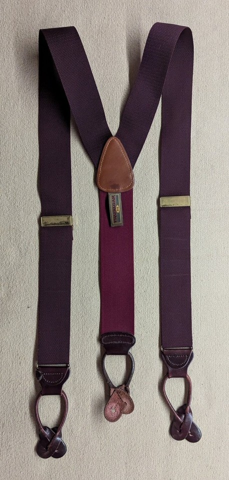 Trafalgar Leather Braces (Suspenders) Maroon With Gold Clips (Pre-Owned ...