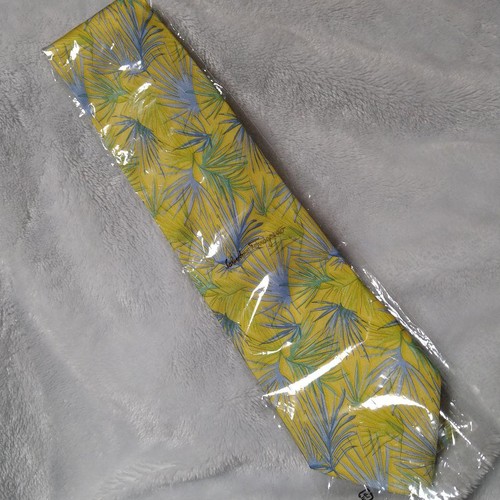 Salvatore Ferragamo Neck Tie New Unused Yellow Blue Plant 100%Silk Made ...