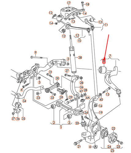 NEW AUDI A4 B8 FRONT CONTROL ARM BONDED RUBBER BUSH 8K0407183A OEM | eBay