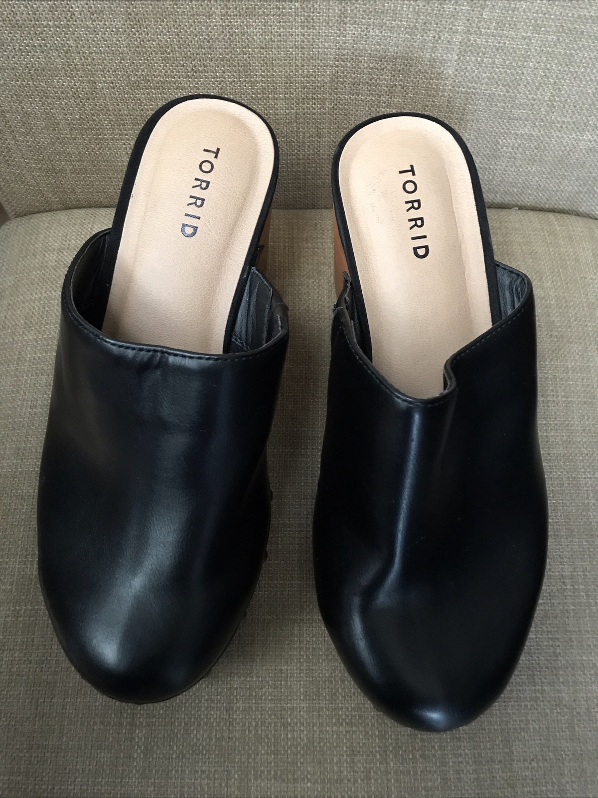 Torrid Clogs Black Studded Brown Block Heel Slide On PU Upper Lining 8 ...