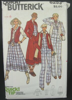 Butterick Sewing Pattern Vest Jacket Skirt Pants Vintage 6253 Size 8 ...
