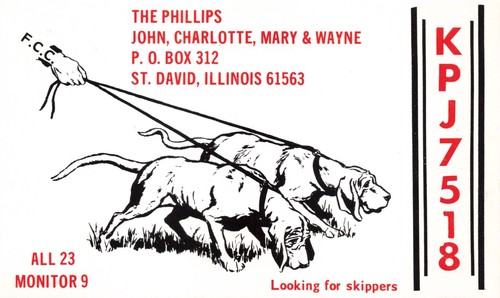 Postcard IL St. David Dogs Hunting Amateur Ham Radio QSL Citizens Band ...
