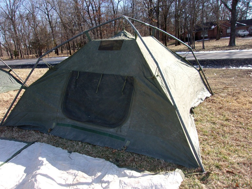 MILITARY SURPLUS SOLDIER CREW TENT ARMY FAIR-GOOD CAMPING 10 X10 ...