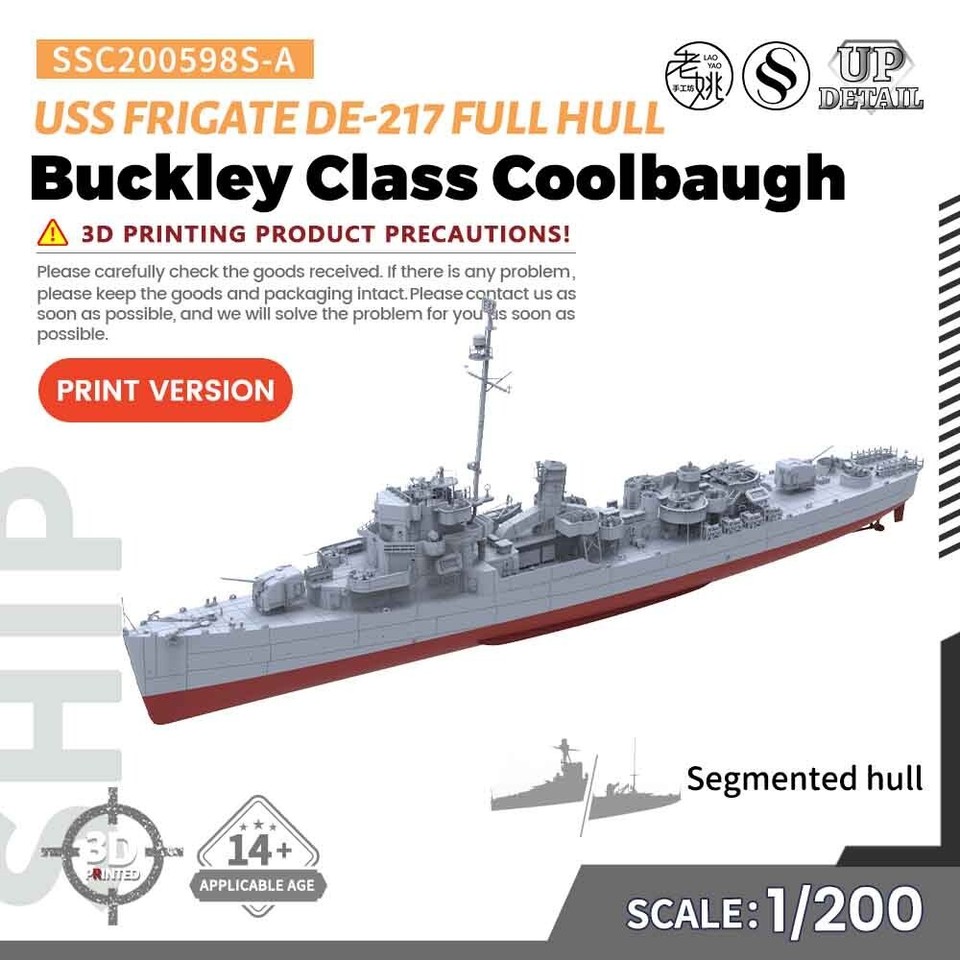 1/200 Military Model Kit USS Buckley Class Coolbaugh Frigate DE-217 ...