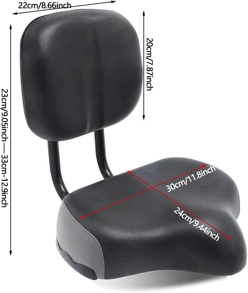 Bike Seat Backrest Saddle Bicycle Tricycle Seat Cushion w/ Back Rest ...