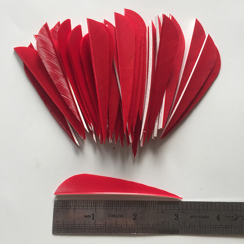 50PCS 3inch Red Parabolic Fletches Feathers Fletching RW LW | eBay