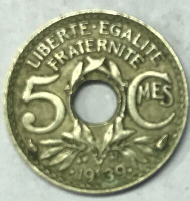 1939 FRANCE FIVE 5 CMES CENTIMES LIBERTE EGALITE FRATERNITE RF | eBay