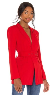 NBD Niko Blazer Red Basic Jacket Revolve XS NWT $198 *no Belt | eBay