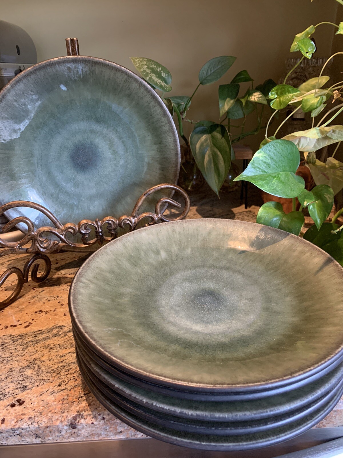 Jars Tourron Made In France Dinner Plates In Samoa Green And Black ...