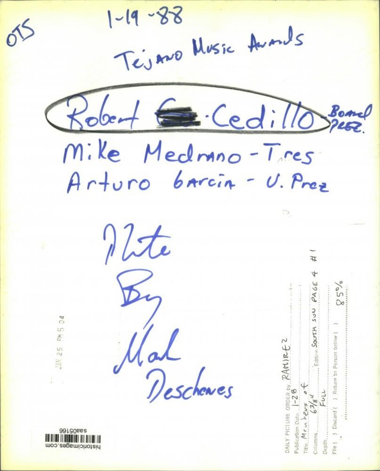 1988 Press Photo Robert Cedillo, Mike Medrano, Arturo Garcia at Music ...