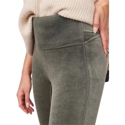 Spanx Velour Velvet Skinny Ankle High Rise Pants Dark Palm Women Size ...