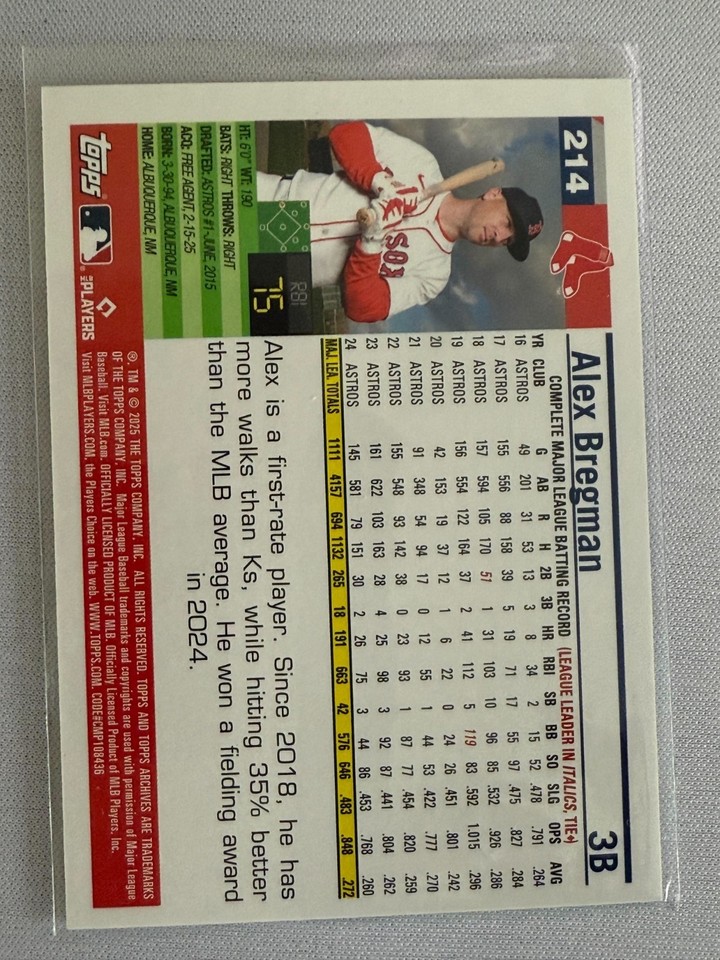 Alex Bregman 2025 Topps Archives /25 Blue Foilboard 2005 Design #214 | eBay