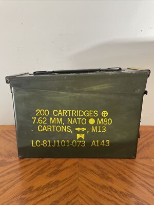 Vintage U.S. Military Ammo Box 200 Cartridges 7.62 MM NATO M80 Empty ...