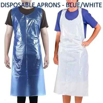 1000 DISPOSABLE PLASTIC PPE APRON WATERPROOF POLYTHENE APRONS ECO FLAT ...