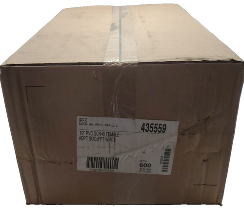 BOX OF 600, IPEX 435559 Pipe Adapter, 1/2 in, Socket x FPT, PVC, SCH 40 ...
