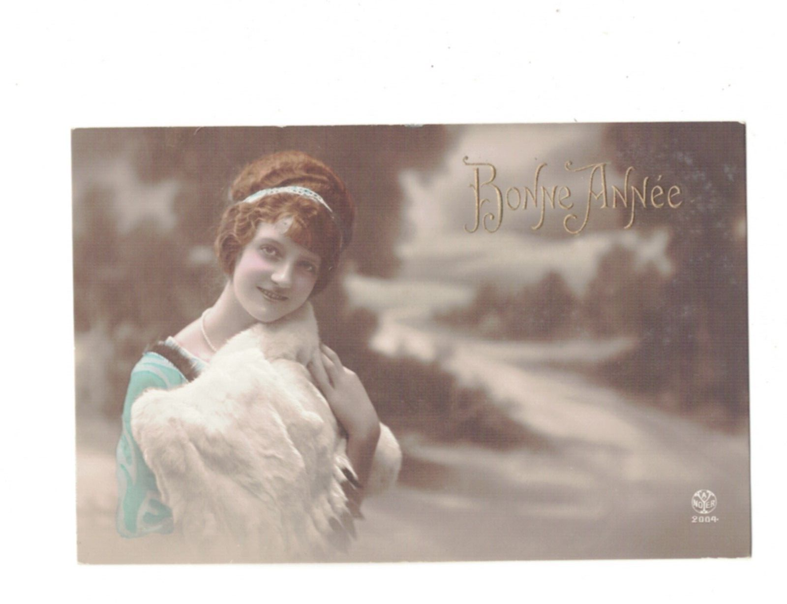 SD3287 VICTORIAN GLAMOUR LADY MINK MUFF "" HAPPY NEW YEAR '' GREETINGS ...