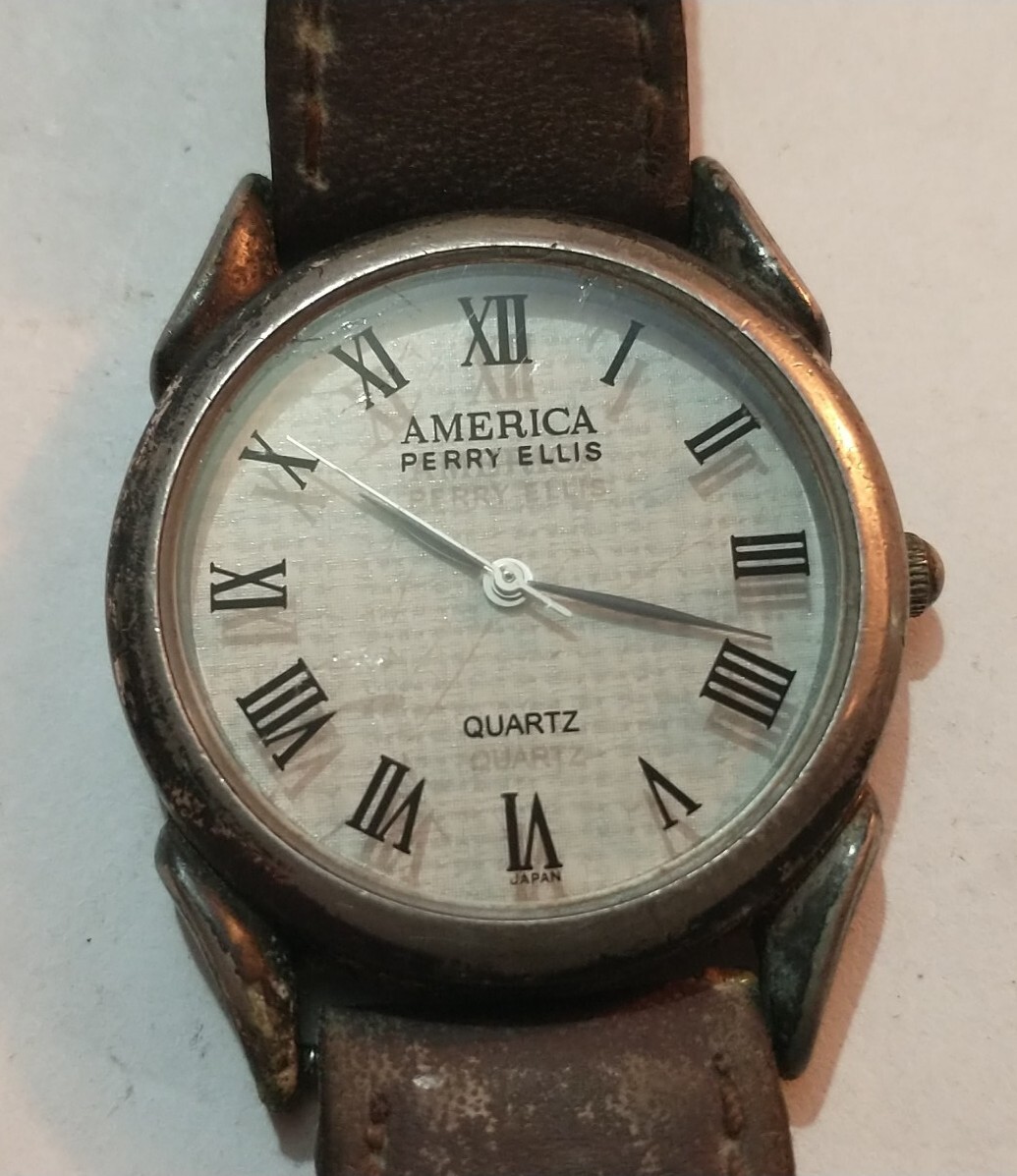 Vintage America Perry Ellis Watch New Battery Working AS-IS condition ...