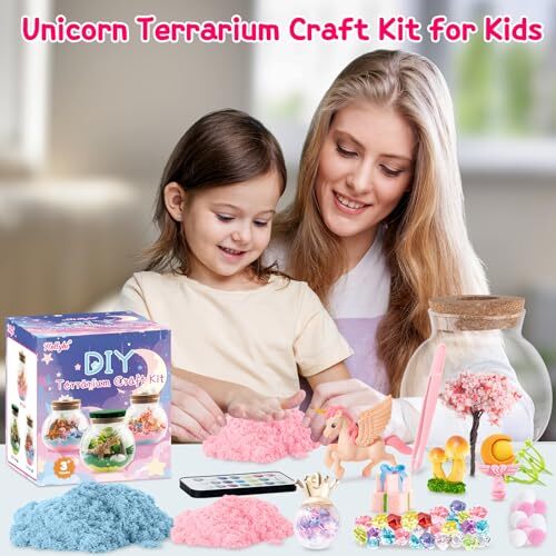 Hollyhi Light Up Terrarium Kit for Kids, DIY Unicorn Toys for 3 4 5 6 7 ...