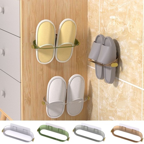 Wall-Mounted Slippers Storage Rack Non-Perforated Slipper Shelf for ...