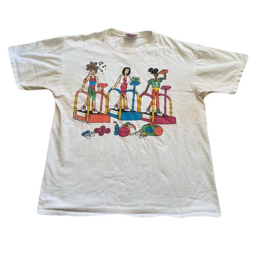 Vintage 90's Juli Designs Art T-Shirt Sz L Exercise treadmillAerobics ...