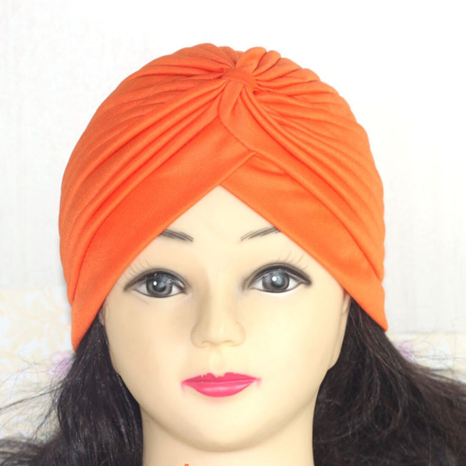 Plain Stretchy Ladies Chemo Turban Indian Cloche Trendy Fashion Pleated ...