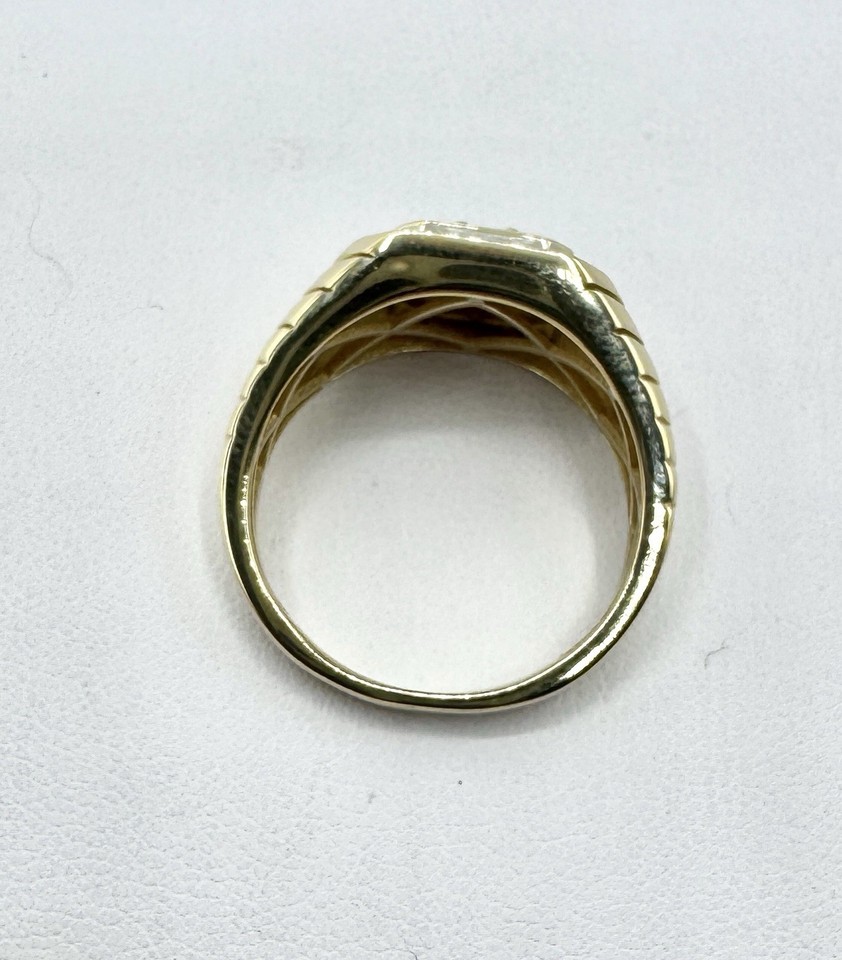 natural DIAMOND mens square pinky ring SOLID yellow gold | eBay