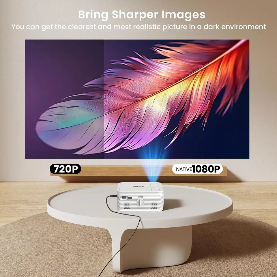 BIGASUO HD 9000L Bluetooth Projector Built in DVD Player, Mini ...