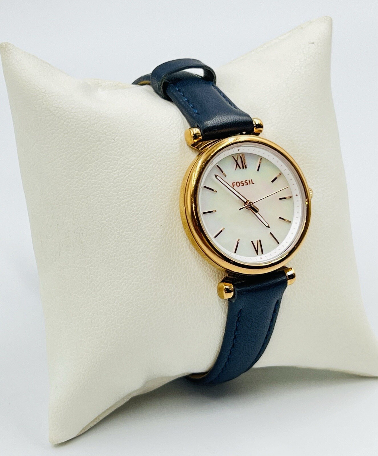 Fossil ES4502 Carlie Mini Ladies Blue Strap Watch New Battery | eBay