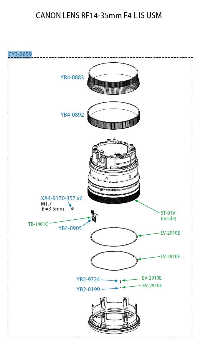 Canon RF 14-35mm F/4.0 L IS USM Lens - Fixed Sleeve Barrel Parts CY3 ...