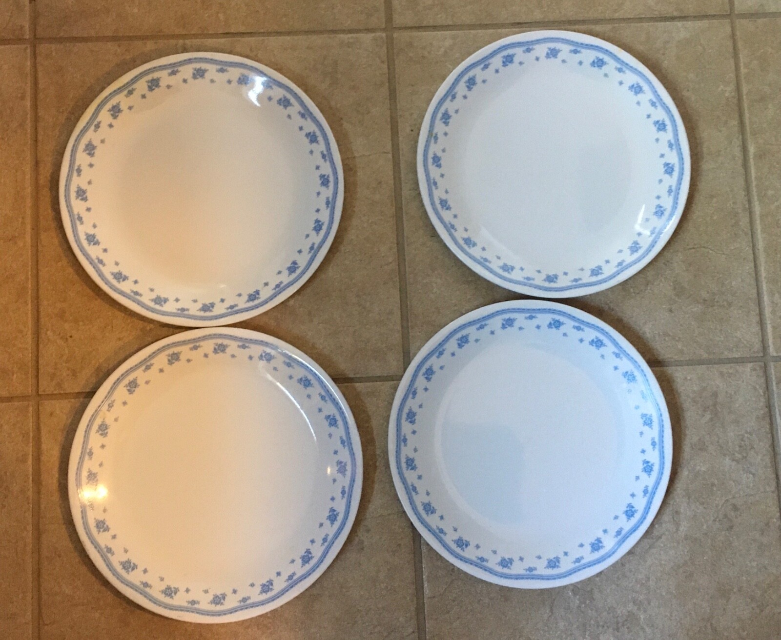 Vintage Corelle Morning Blue Dinnerware - Set of 4 Dinner Plates 10.25 ...