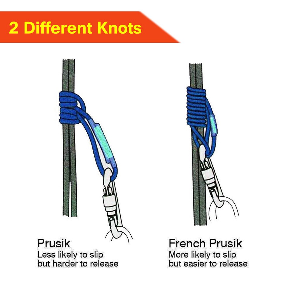 30KN Climbing Carabiner Locking + Prusik Rescue Rope Safety Rappelling ...