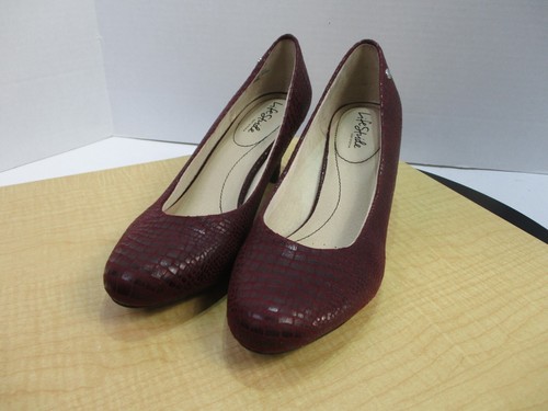 LifeStride Shoes Womens 10M Red Almond Toe Mid Spool Heesl Fabric Upper ...