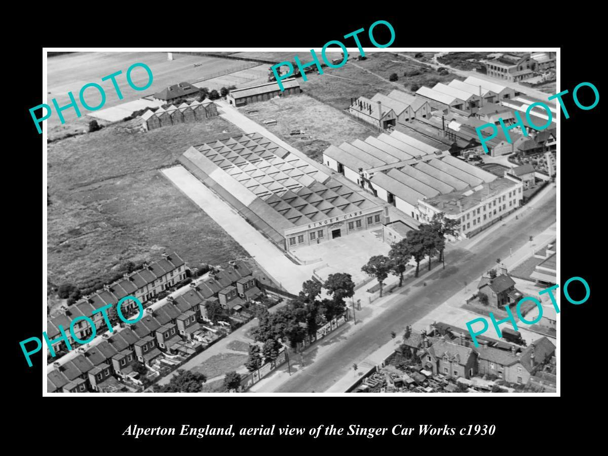 OLD POSTCARD SIZE PHOTO OF ALPERTON ENGLAND VIEW OF SINGER CAR WORKS ...