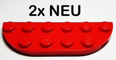 2x NEU LEGO® 18980 Plate Round Platte Rund Corner 2x6 Double, Rot Red ...