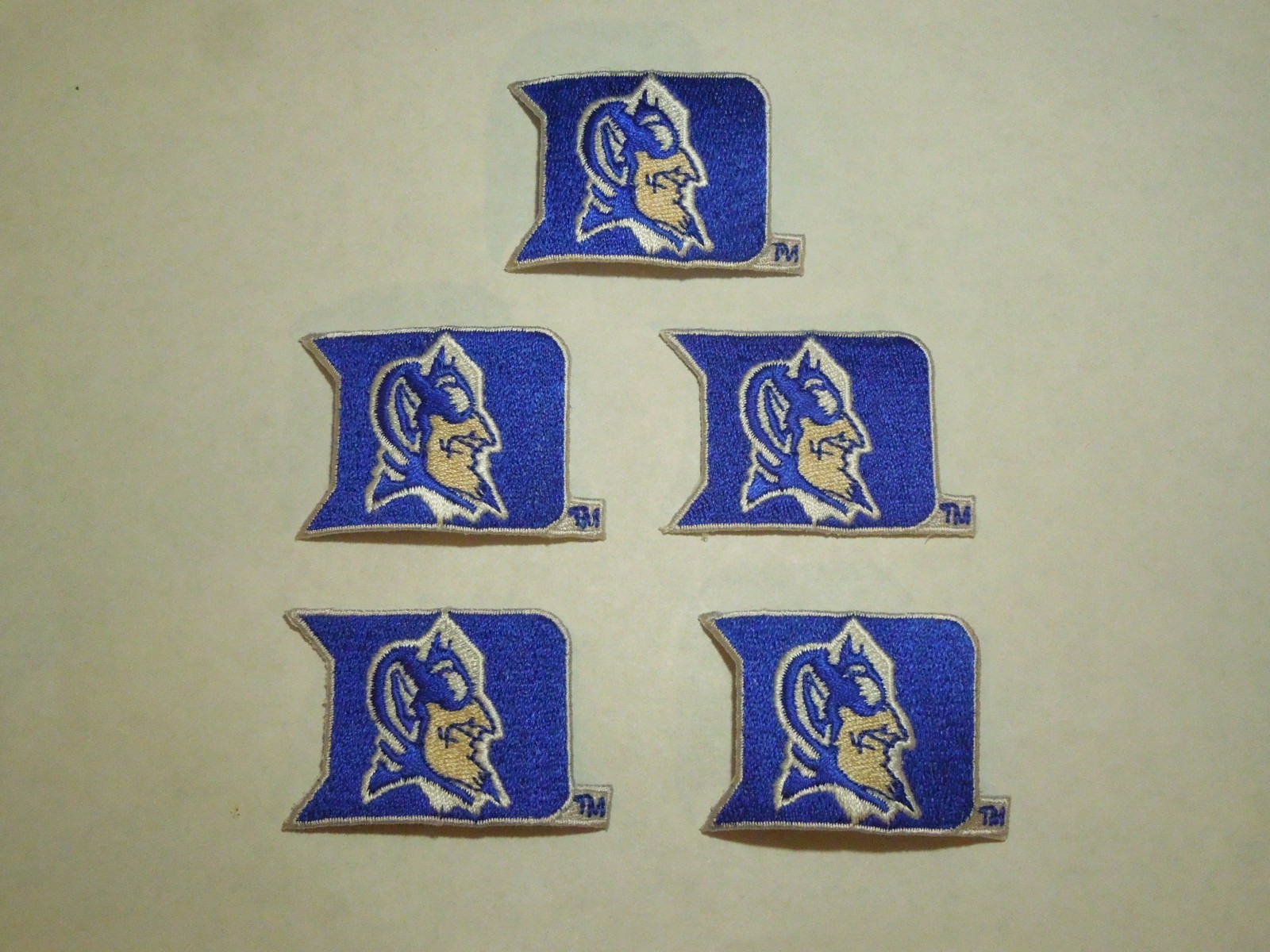 Lot of 5 Duke University Blue Devil's Patches- 1 D Mascot Blue, Tan ...