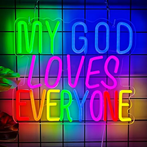 My God Loves Everyone Neon Signs for Wall Decor Colorful LED Sign Love ...